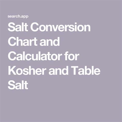 Salt Conversion Chart And Calculator For Kosher And Table Salt