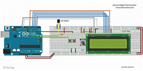 Arduino Digital Lcd Thermometer Ardumotive Arduino Greek Playground