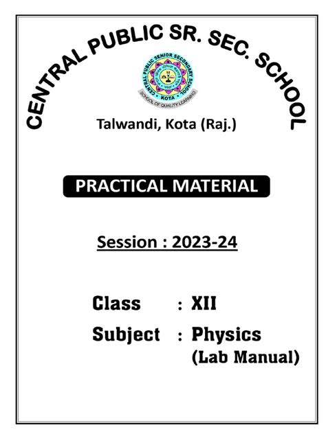 Physics Lab Manual 2024 Pdf
