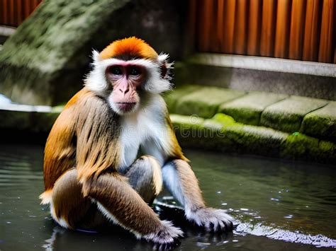 Cute Monkey in the Water, AI Generated Stock Illustration ...