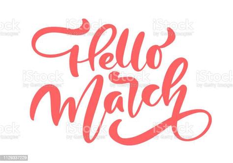 핑크 서 예 레터링 문구 안녕하세요 3 월 벡터 손으로 그려 고립 된 텍스트입니다 스케치 낙서 디자인 인사말 카드 스크랩북 인쇄 0명에 대한 스톡 벡터 아트 및 기타 이미지