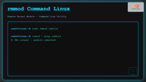 Rmmod Command Linux Complete Guide To Remove Kernel Modules Safely Codelucky