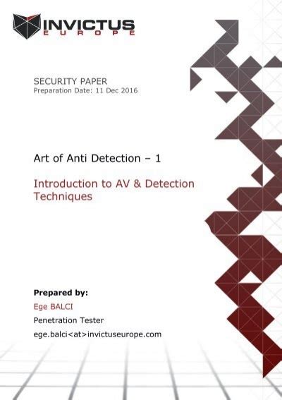 Art Of Anti Detection Introduction To AV Detection Techniques