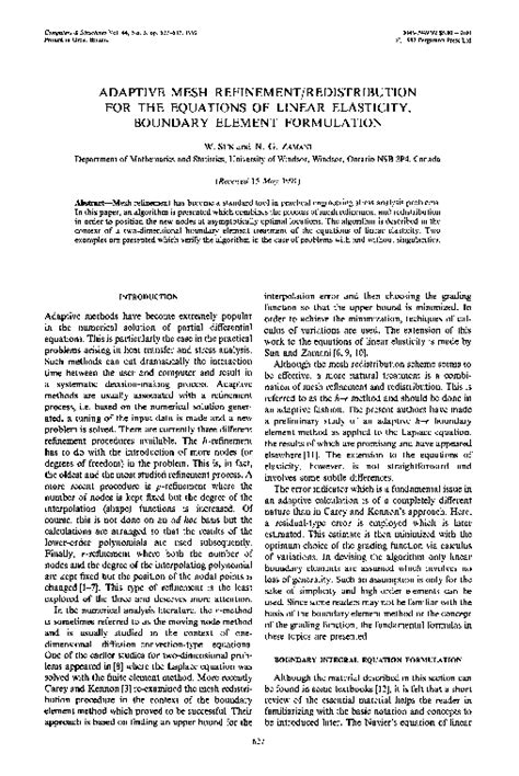Pdf Adaptive Mesh Refinementredistribution For The Equations Of