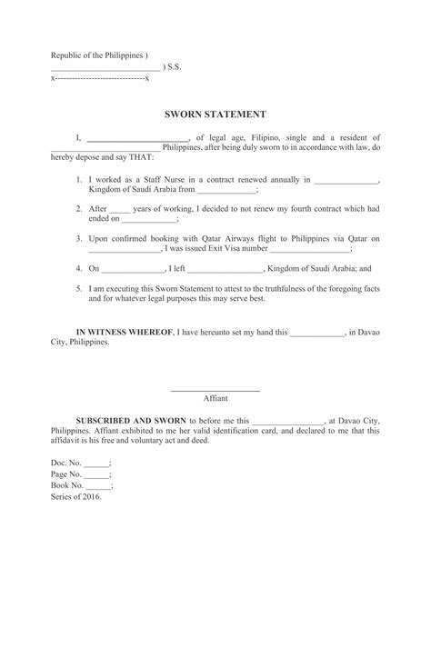 Sworn Statement Template Spark Premium Template Template Spark