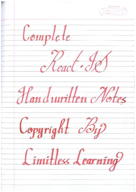 React JS Handwritten Notes Limitlesslearning