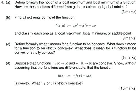 Solved A Define Formally The Notion Of A Local Maximum And Local