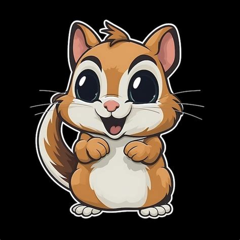 Premium Ai Image Sticker Cute Cheeky Chipmunk Illustration