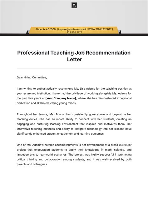 Free Teacher Assistant Recommendation Letter Template Edit Online
