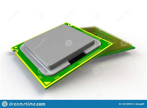 Cpu Central Processing Unit Microchip Isolated On White Background Stock Illustration