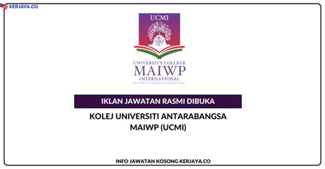 Kolej Universiti Antarabangsa Maiwp Ucmi ~ Kekosongan Jawatan