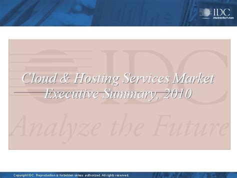 Cloud Hosting Services Market Executive Summary 2010 Copyright
