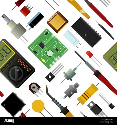 Set Of Radio Components Background Image Element For Radio Circuit Seamless Pattern Object