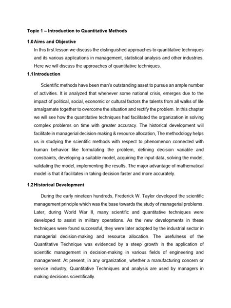 Topic 1 Introduction To Quantitative Methods 1 Pdf