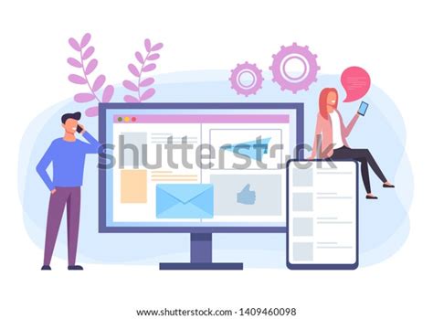 Online Device Targeting Internet Communication Concept Stock Vector