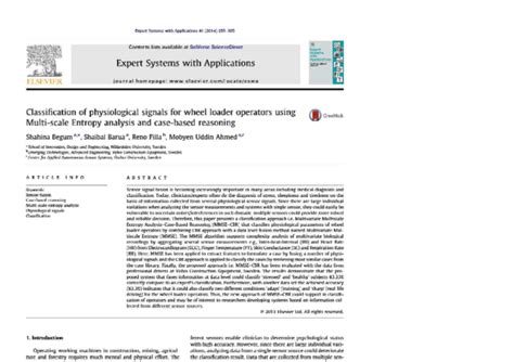 Pdf Classification Of Physiological Signals For Wheel Loader Operators Using Multi Scale