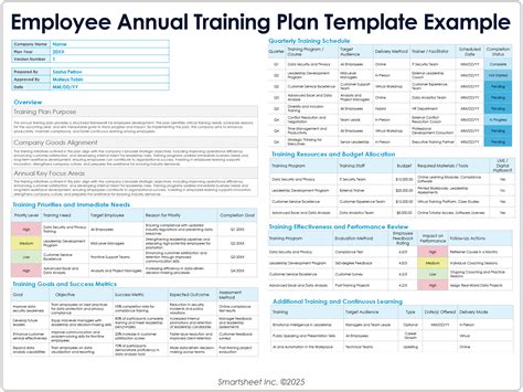 Training Plan Template Excel Sheet Free