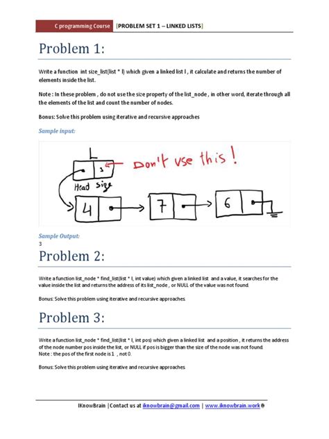 Linked Lists Problems Pdf