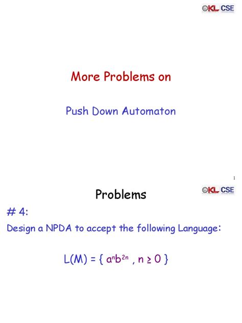 More Problems On Push Down Automaton Pdf Models Of Computation Formal Methods
