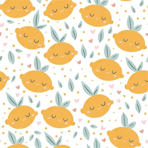 Premium Vector Cute Calm Lemons Seamless Pattern