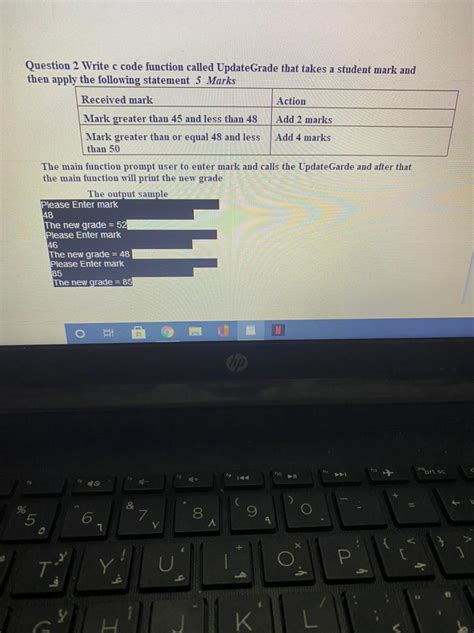 Solved Question 2 Write C Code Function Called Updategrade