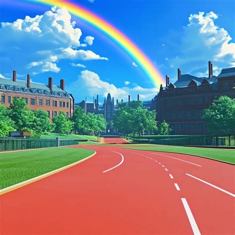 School Backdrop Rainbow Campus Red Track Backdrop Brp57 21