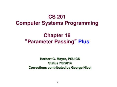 ppt cs 201 computer systems programming chapter 18 “ parameter passing ” plus powerpoint