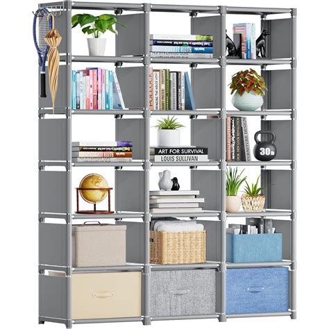 Mavivegue Book Shelf 18 Cube Storage Organizer Diy Bookcase Metal Cube Bookshelf Cubbies