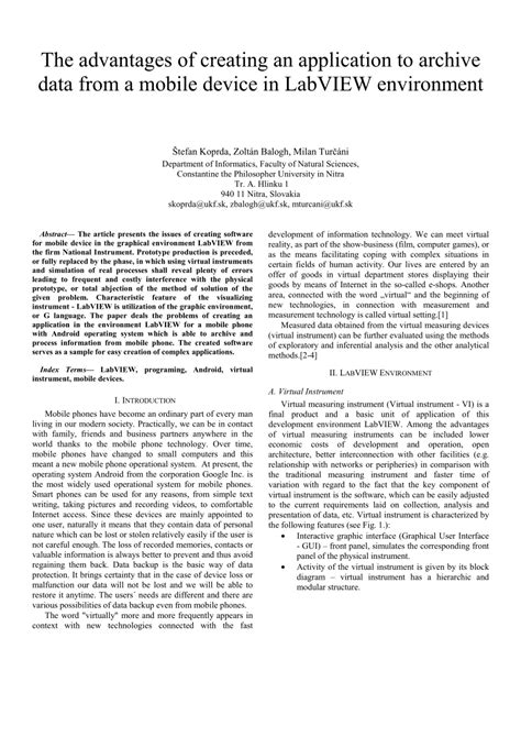 Pdf The Advantages Of Creating An Application To Archive Data From A Mobile Device In Labview