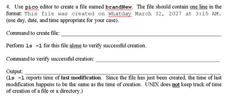 solved 4 use pico editor to create a file named brandnew