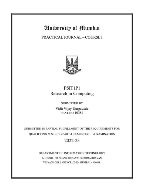 University Of Mumbai Practical Journal Research In Computing Pdf Analysis Of Variance
