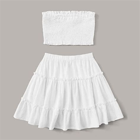 ست نیم تنه و دامن زنانه مدل تابستانی رنگ سفید متفرقه دیجی‌استایل