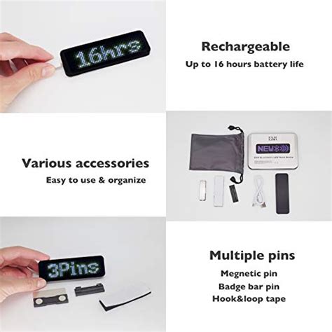 Wireless Bluetooth LED Name Badge Rechargeable Name Tag Cellphone Programmable By EKR White