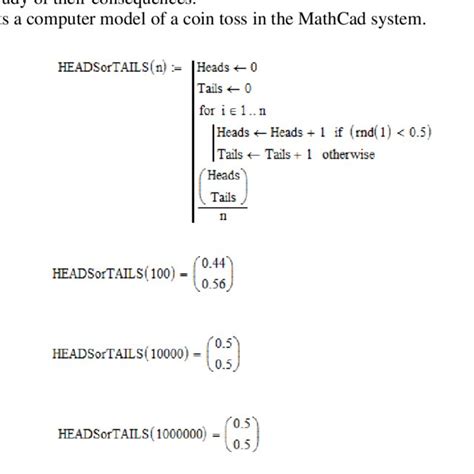 Simulating A Coin Toss In Mathcad Download Scientific Diagram