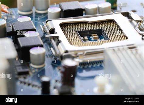 Focus Cpu Socket On Motherboard Of Computer For The Design Background