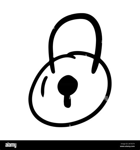 Hand Drawn Lock Padlock Doodle Protection Security Icon Isolated On White Sketch Of Security