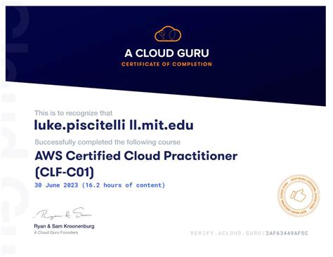 Luke Piscitelli On Linkedin Certificate Of Completion A Cloud Guru