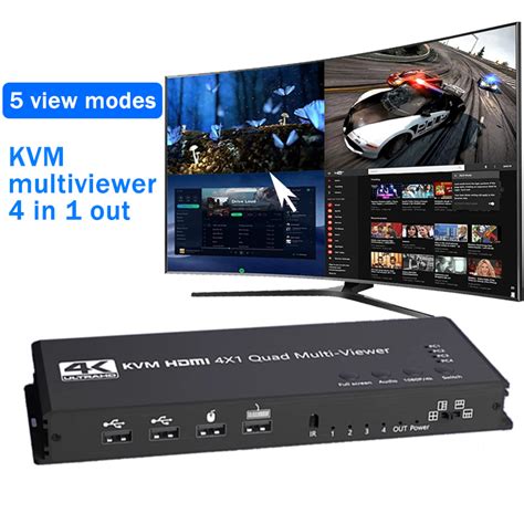 4K HDMI KVM Switch 4x1 Quad Multi Viewer 4 In 1 Out KVM HDMI Processor Screen Multiviewer