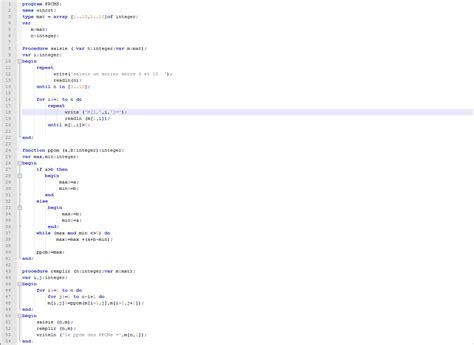 [tpw] Matrice Et Calcul De Ppcm Turbo Pascal