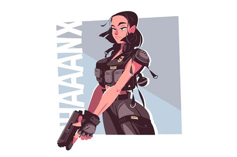 Blonde Girl Shooter With Gun Vector Illustration Kit8 Net