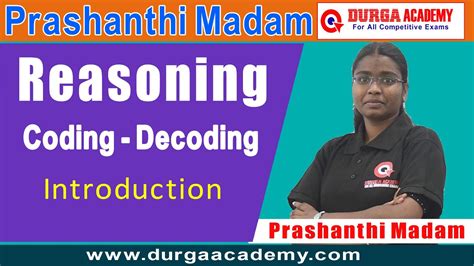 reasoning tutorials coding decoding introductions by prashanthi youtube