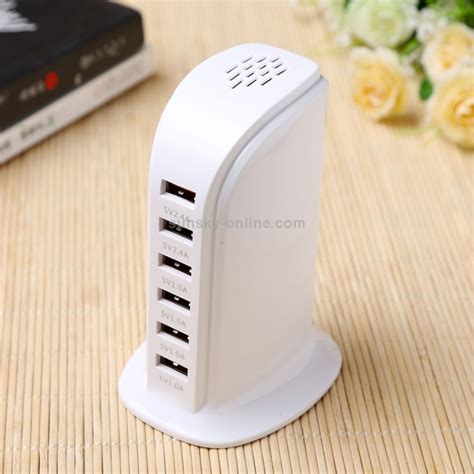 853l 30w 6 포트 Usb 고속 충전 도크 스마트 충전기 Ac100 240v 흰색