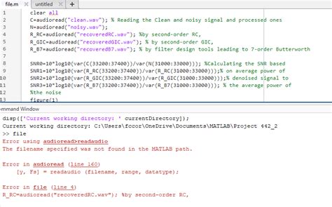 Solved I Am Having Trouble With Matlab Audioread Where I Am