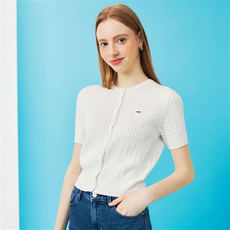 게스 [pop] 여성 케이블 반팔 가디건 Ivy 위시버킷