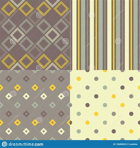 Set Of 4 Seamless Abstract Geometric Pattern Mosaic Texture Stock Vector Illustration Of