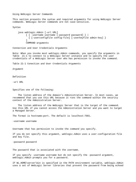 using weblogic server commands pdf user computing password