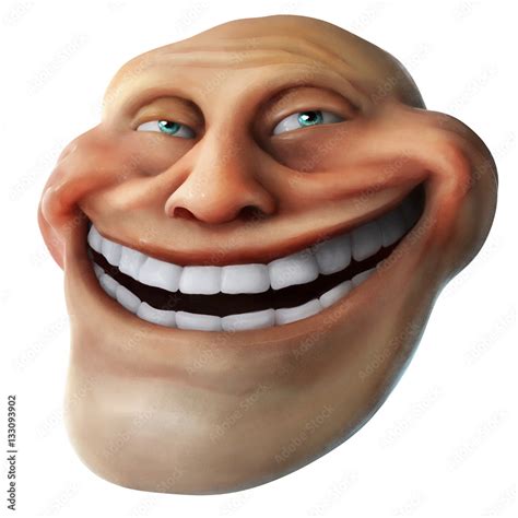 Rage Comics Face Trollface 3d Rendering Isolated Stock Illustration