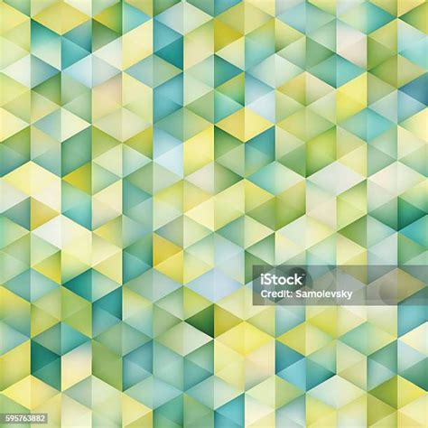 Vector Seamless Multicolor Gradient Cube Shape Rhombus Grid Geometric Pattern Stock Illustration