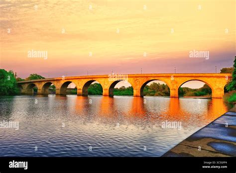 Old Hexham Road Bridge At Sunset Built In 1793 By Robert Mylne Connecting To The A69 Bypass