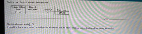 Solved Find The Rate Of Markdown And The Markdown Regular